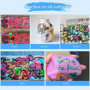 Acrylic Paint Markers, 10 Jumbo Colored Markers, 15mm Jumbo Felt Tip, Waterproof and Permanent Ink Paint Pens for Rock Painting, Stone, Ceramic, Glass, Wood, Canvas, Outdoor Paintings,Signs