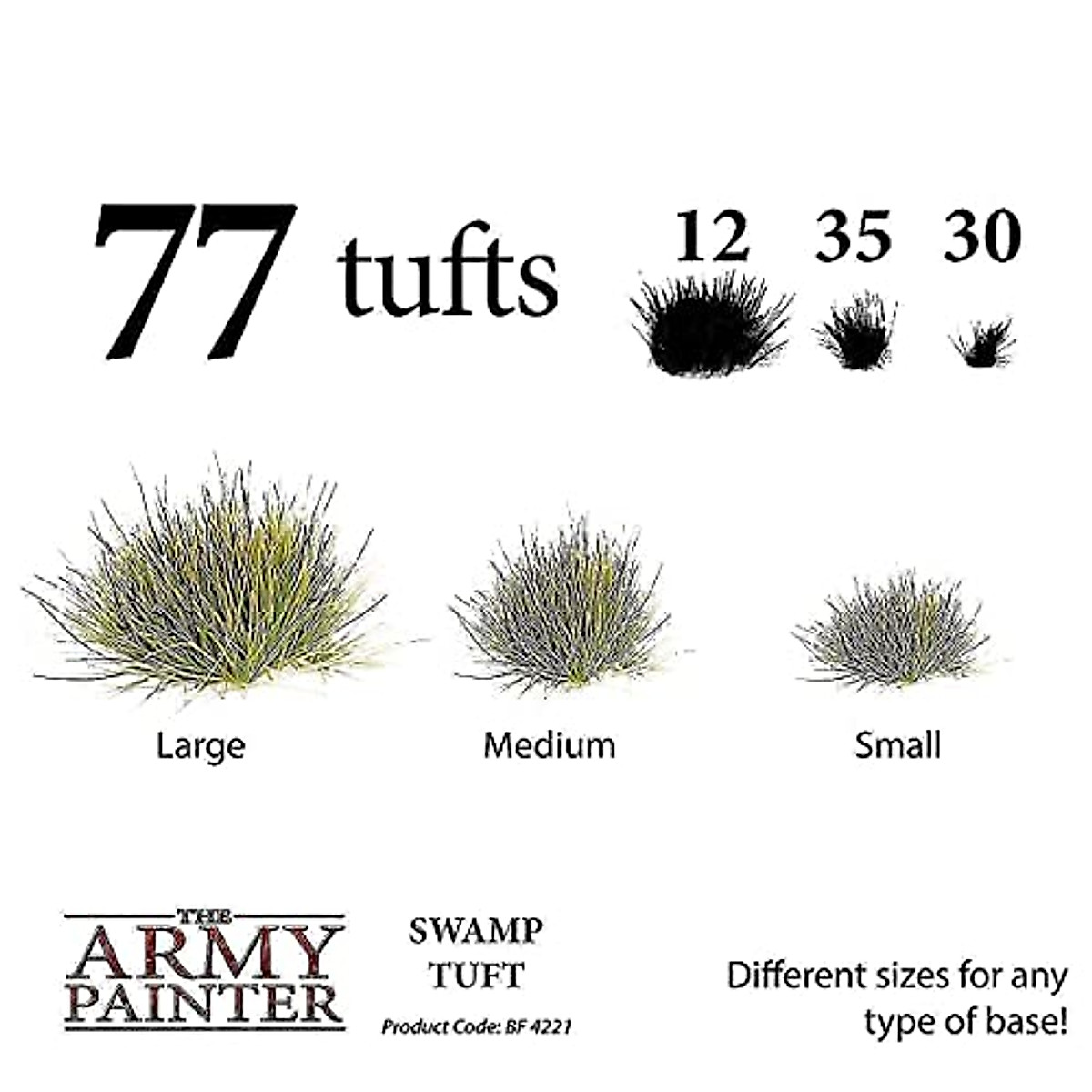 The Army Painter - Battlefield Tufts - Wasteland Tuft Bundle with Woodland Tuft and Swamp Tuft - Terrain Model Kit for Miniature Bases and Dioramas - 77 Pcs 3, Sizes