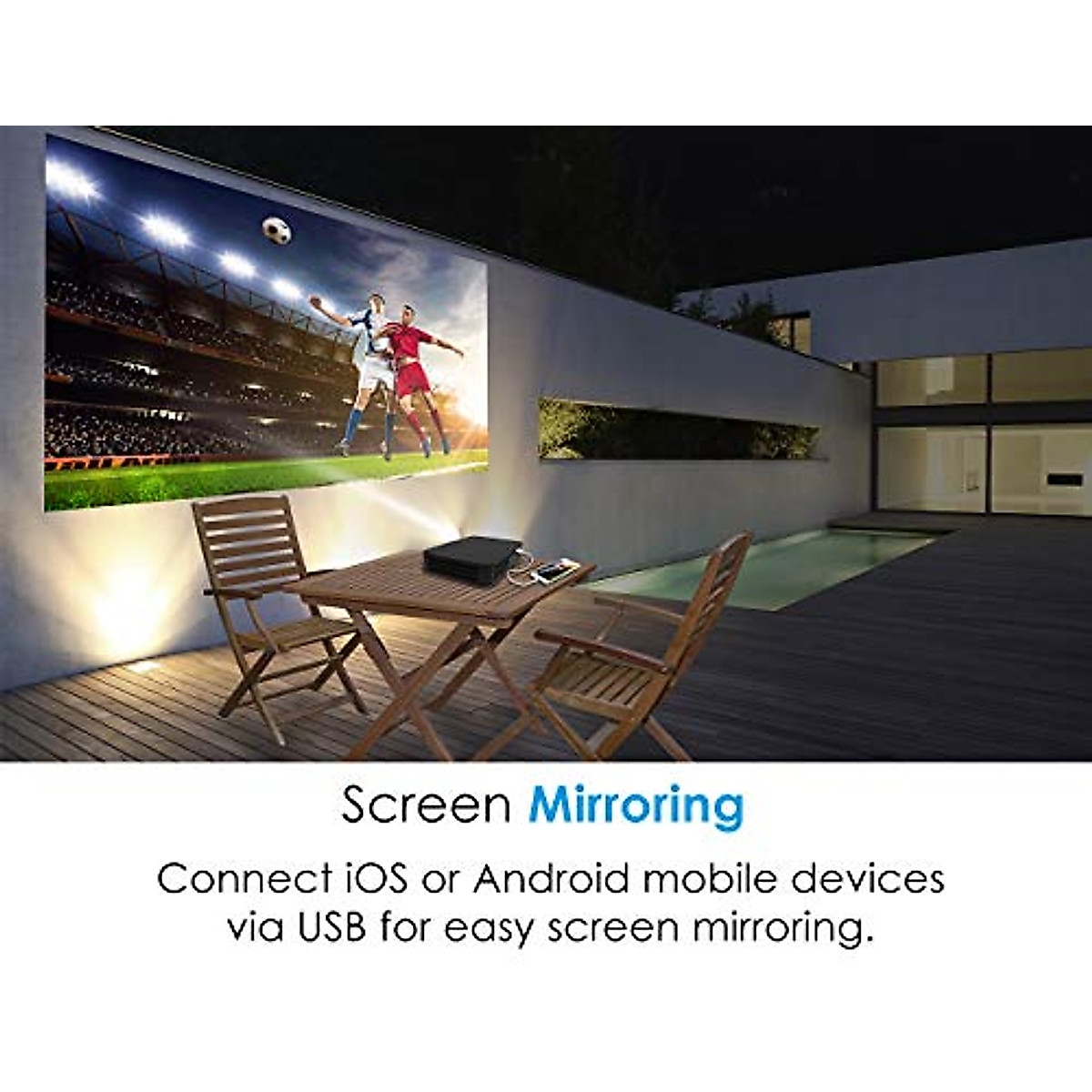 Optoma LH150 Portable 1080p LED Mini Projector with Battery, for Outdoor Movies or Office Presentations, 2.5 Hour Battery Life, USB Display Screen Mirroring, Smartphone Compatible, Black