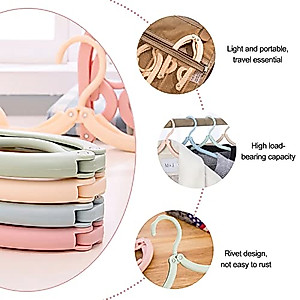 16pcs Colorful Travel Hangers, XIACIBDUS Portable Folding Plastic Hangers with 1 Clothesline, Travel Accessories Clothes Drying Rack for Travel School Home