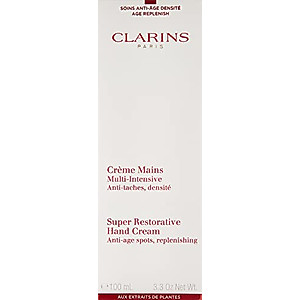 Clarins Super Restorative Hand Cream | Anti-Aging | Targets Dark Spots and Wrinkles | Promotes Youthful-Looking Hands Immediately and Over Time | Shea and Mango Butters Nourish, Soften and Smoothe