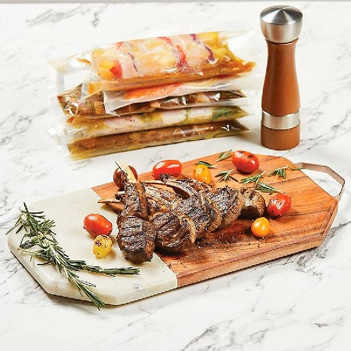 PowerXL Duo NutriSealer Food Vacuum Sealer Machine with Vacuum Seal Bags & Rolls, Double Airtight Sealing with Built-in Cutter, Small Snack Bag Capability, Safety Certified, Lab Tested, LED Indicator Lights (Slate)