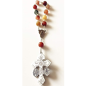 elegantmedical HANDMADE rosary Rutilated Quartz crystal bead one decade rosary bracelet cross Gift