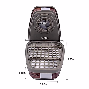 6001 Filter Cartridges for Respirator, Dust-Proof, Organic Vapor, Pollen and Chemical Cartridges, Compatible with 6200, 6800, 7502, FF402 Respirator （2 Pack)