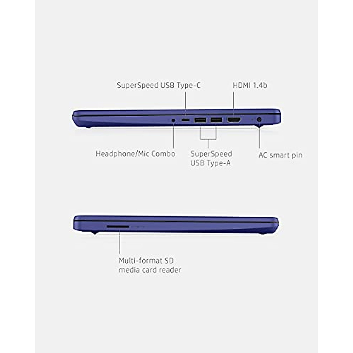 HP 14 Laptop, Intel Celeron N4020, 4 GB RAM, 64 GB Storage, 14-inch Micro-edge HD Display, Windows 10 Home, Thin & Portable, 4K Graphics, One Year of Microsoft 365 (14-dq0010nr, 2021, Indigo Blue)