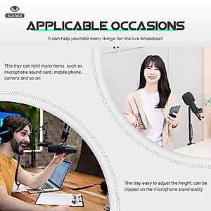 HEALLILY 1pc Mic Rack Stand Tray Adjustable Clamp-On Rack Tray Holder Universal Mic Microphone Stand Tray for Live Streaming Karaoke Concert