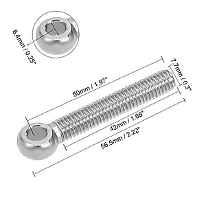 uxcell M8 x 50mm 304 Stainless Steel Machine Shoulder Lift Eye Bolt Rigging 5pcs