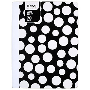 Mead Composition Book, Notebook, Wide Ruled Paper, 70 Sheets, Fashion, Design Selected For You, 1 Count (09358)