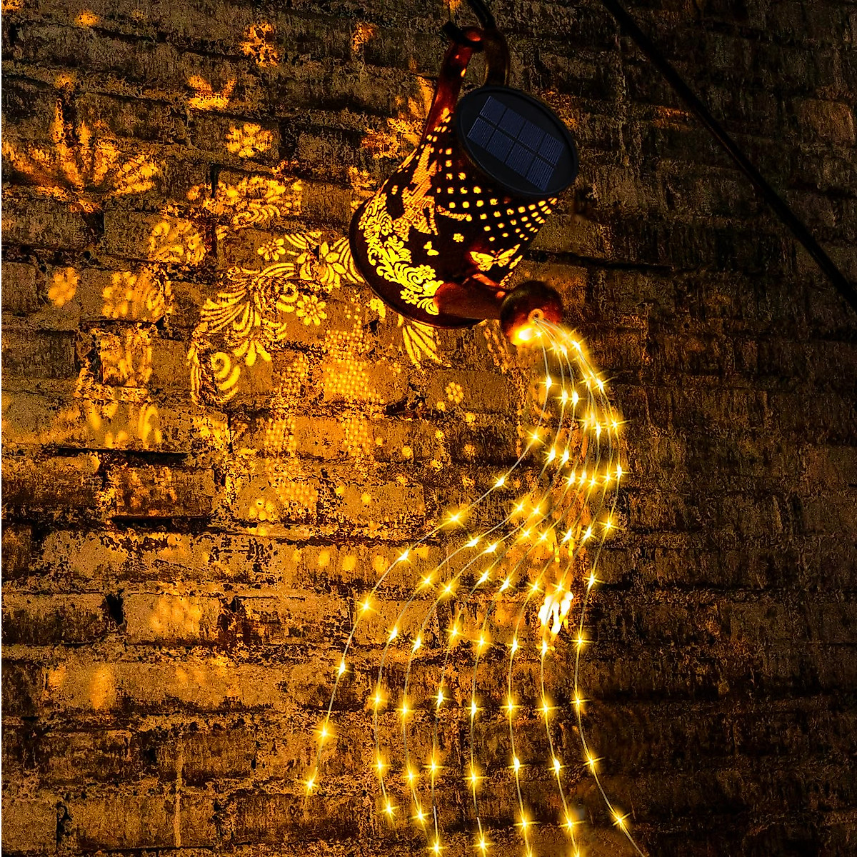 YJFWAL Solar Watering can with Lights, Unique Gifts for Mom Grandma Women Birthday, Waterproof Gardening Gifts Watering Can with Cascading Lights Outdoor Decor for Garden Patio Yard Pathway Backyard