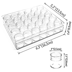 Famgee 30 Bottles Small Clear Plastic Bead Storage Containers with Lid Jewelry Diamond Embroidery Storage Box Organizer Holder Nail Arts Display Sewing Cosmetic Nail Glitter Powder