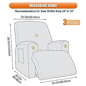 VANSOFY Recliner Chair Cover, 3-Pieces Stretch Lazy Boy Recliner Covers for Recliner Chair Soft Reclining Chair Slipcover Furniture Protector for Dogs Cats(Dark Gray)