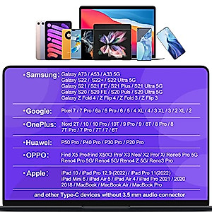 USB C Headphones for Samsung Galaxy S23 S22 Ultra S21 S20 FE A53 5G, in-Ear USB Type C Earbuds with Microphone and Noise Canceling, for Galaxy Z Fold 4/3 Pixel 6a 7 6 Pro iPad 10 OnePlus 10 9 8 7T