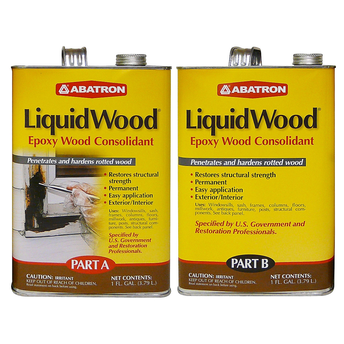 Abatron LiquidWood 2 Gallon Kit 2 Part Structural Epoxy Wood Hardener and Consolidant Resin.
