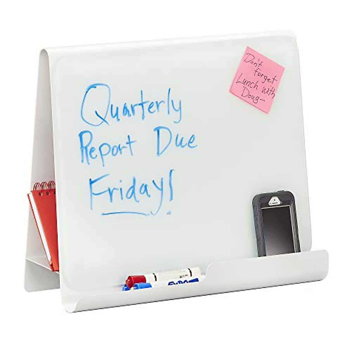 Safco Products 3220WH Wave Desktop Whiteboard & Magnetic Document Stand, White