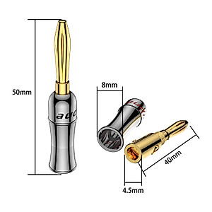 Viborg Audiocrast HiFi Speaker Banana Plugs Gold Dual Screws Locking Banana Connector Terminals 8 PCs (UST)