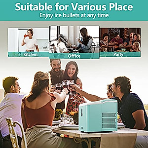 KUMIO Ice Makers Countertop, 9 Bullet Ice in 6-9 Mins with Ice Scoop and Basket, 26.5 Lbs per Day, Portable Ice Maker for Home Office Camping Party RV, Blue
