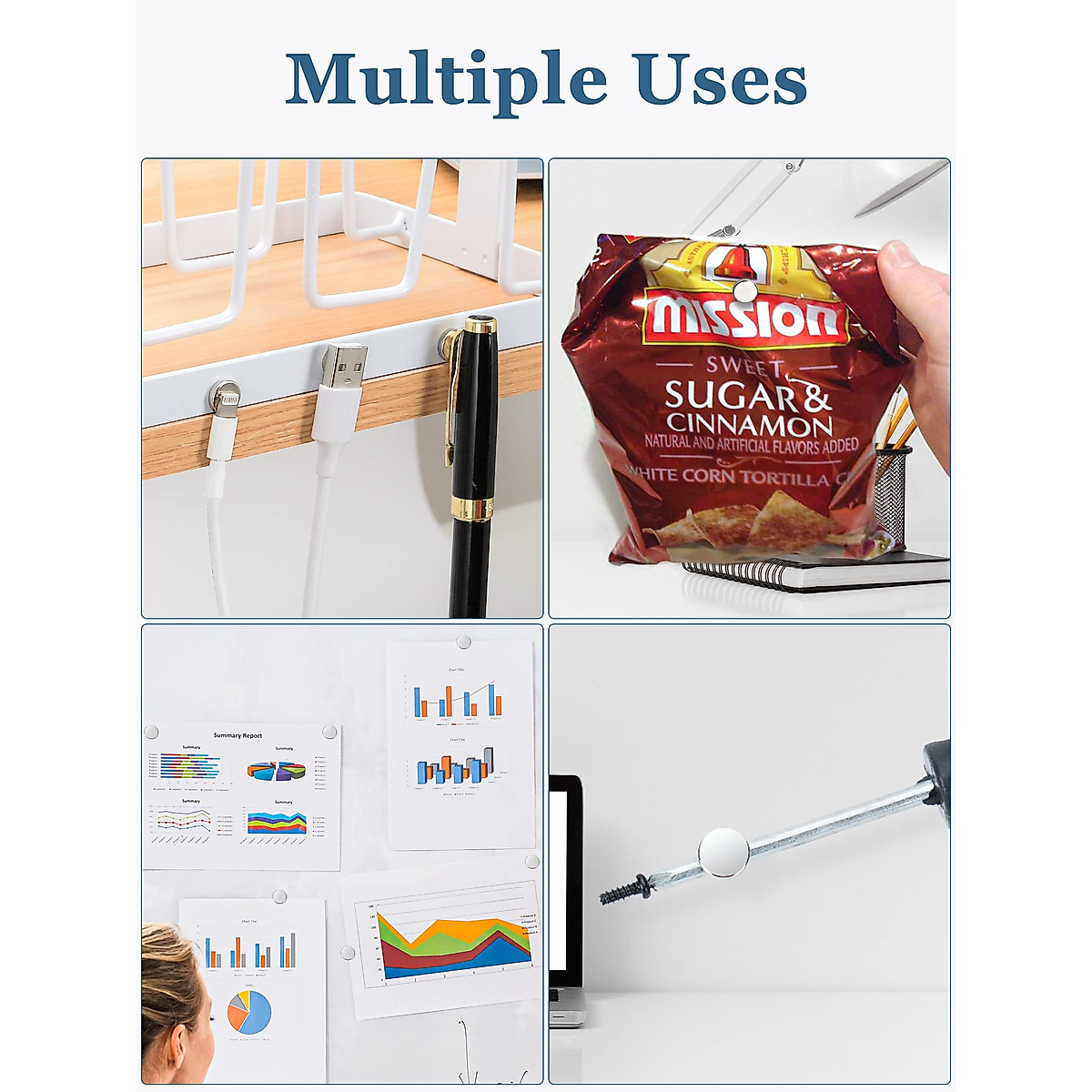 SMARTAKE 45 Pcs Refrigerator Magnets, Small Round Fridge Magnets, Multi-Use Premium Neodymium Office Magnets for Fridge, Whiteboard, Billboard in Home, Kitchen, Office and School (Silver)