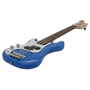 Left Handed Electric Base Guitar, Small Scale 36 Inch Children's Mini Sized 36 in Full Length, Color: Blue