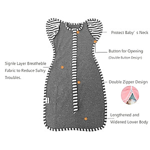 aQuooky Baby Blanket Sack with Arms Free Design,Transition to Arms Free Wearable for Newborn Girl and Boy, Small 0-3Months,Grey Color