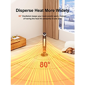Uthfy Space Heater Indoor, 38" Electric Room Heater with Flame, 24H Timer, Portable Tower Heater with Remote, Thermostat, 3 Modes, Tip-over and Overheat Protection, for Bedroom Office Large Room Use