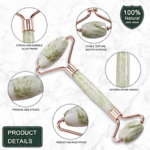 XYZBSTAR Jade Roller for Face, Facial Roller Massager Skin Care Tool, Gua Sha Facial Tools for Face, Neck, Eyes, Reduce Puffiness of The Skin (Emerald Jade)