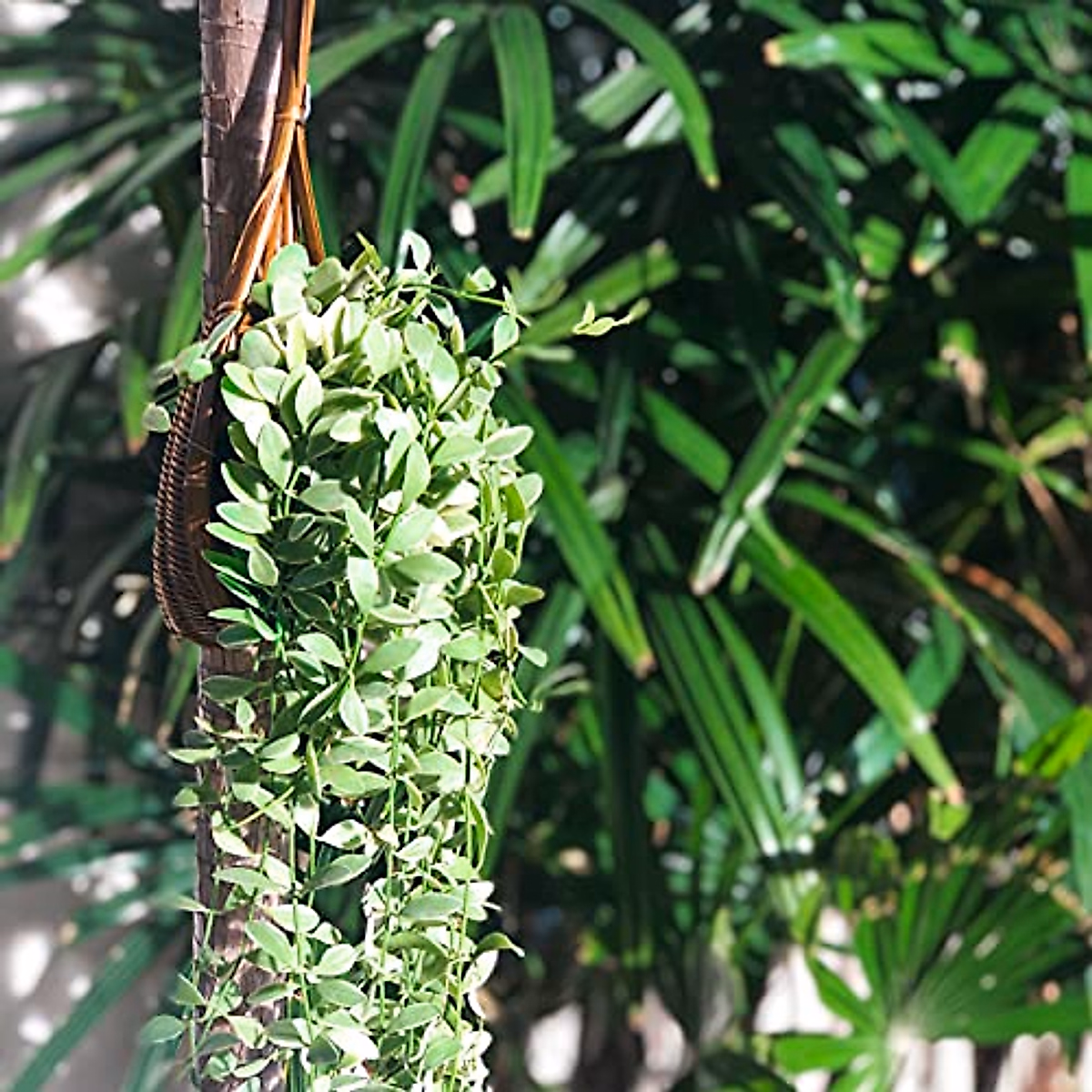 PANWA Handmade 100% Thai Bamboo Woven 4 Inch Hanging Orchid Basket - Set of 3 Multi-Purpose Bird Nest Style Plant Hangers for Gazebo - Indoor/Outdoor Flower Planter (Natural Brown)