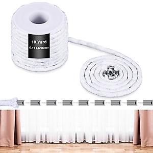 Wowangce 10 Yards 0.1 Lb/Meter Curtain Weighted Tape Fabric Iron Block Weighted Drapery Tape for Indoor Outdoor DIY Curtain Drapery Accessories