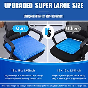 Gel Seat Cushion for Long Sitting(Super Large & Thick) - Office Chair Car Seat Cushion for Back, Sciatica, Hip, Tailbone Pain Relief - Cool, Soft & Breathable Pillow with Non-Slip Cover for Wheelchair