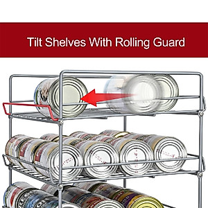 SUFAUY Carbon Steel Can Rack Organizer, Silver, 100-Pound Capacity, 36 Jars/Cans