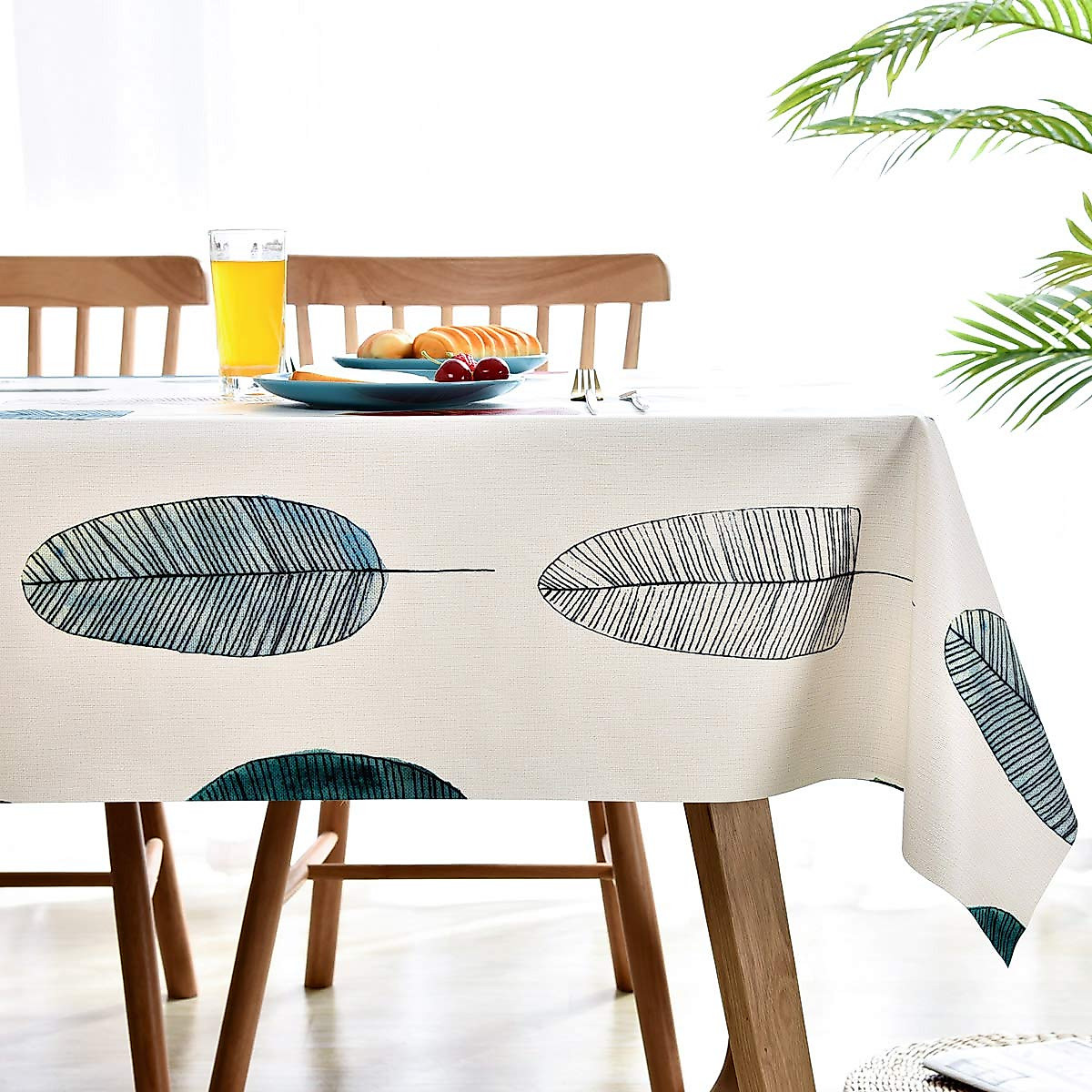 LOHASCASA Vinyl Oilcloth Tablecloth Wipeable PVC Heavy Duty Plastic Small Oblong Waterproof Spillproof Tablecloths Weights for Summer Outdoor Rv Picnic Table Cloth - 6 ft Colorful Leaf 54 x 72 Inch