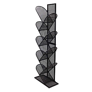unho Tree Bookshelf Free Standing Metal Bookcase 8 Shelves Display Rack for Books, Magzines, CDs, Home Office Decor - Black