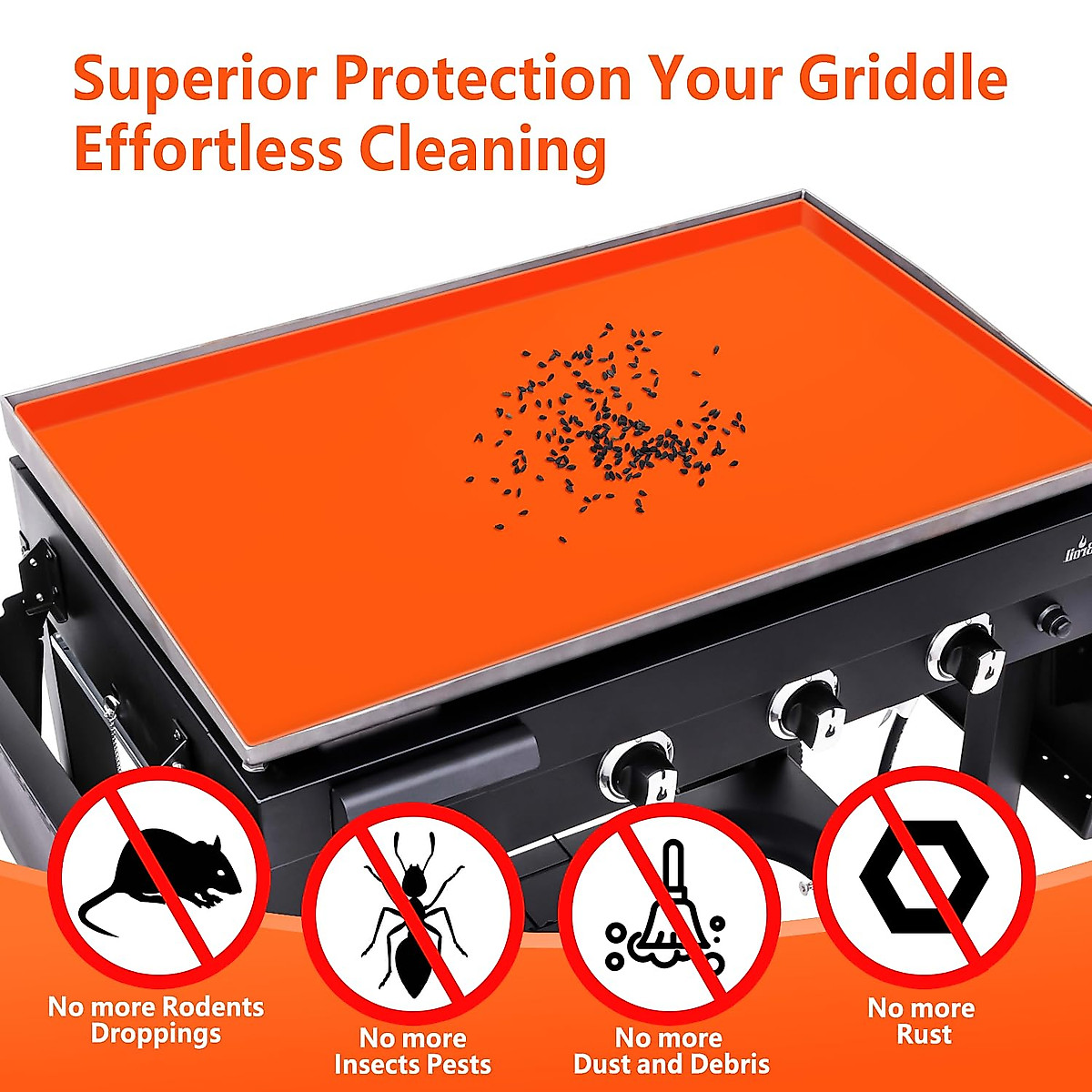 28 Inch Griddle Silicone Mat for Blackstone, Food Grade Heavy Duty Griddle Cover, Protect Blackstone Griddle Buddy from Debris, Rodents, Insects, Dirt and Rust, All Season Reusable Protective Cover