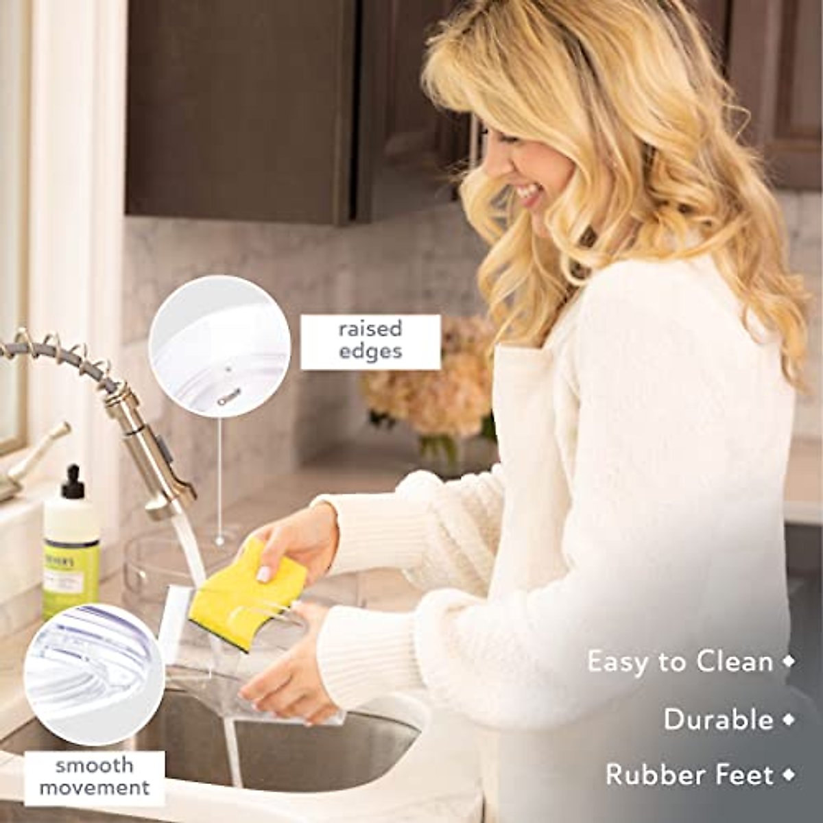 Lazy Susan Turntable - Clear Acrylic, Removable Sections, Rotates 360 Degrees. Easily Organize Your Fridge, Cabinet or Counter. Great Carousel Storage for Food, Spices, Cosmetics. (4-Sections)