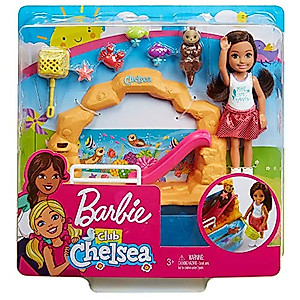 Barbie Club Chelsea Doll and Aquarium Playset, 6-inch Brunette, with Accessories