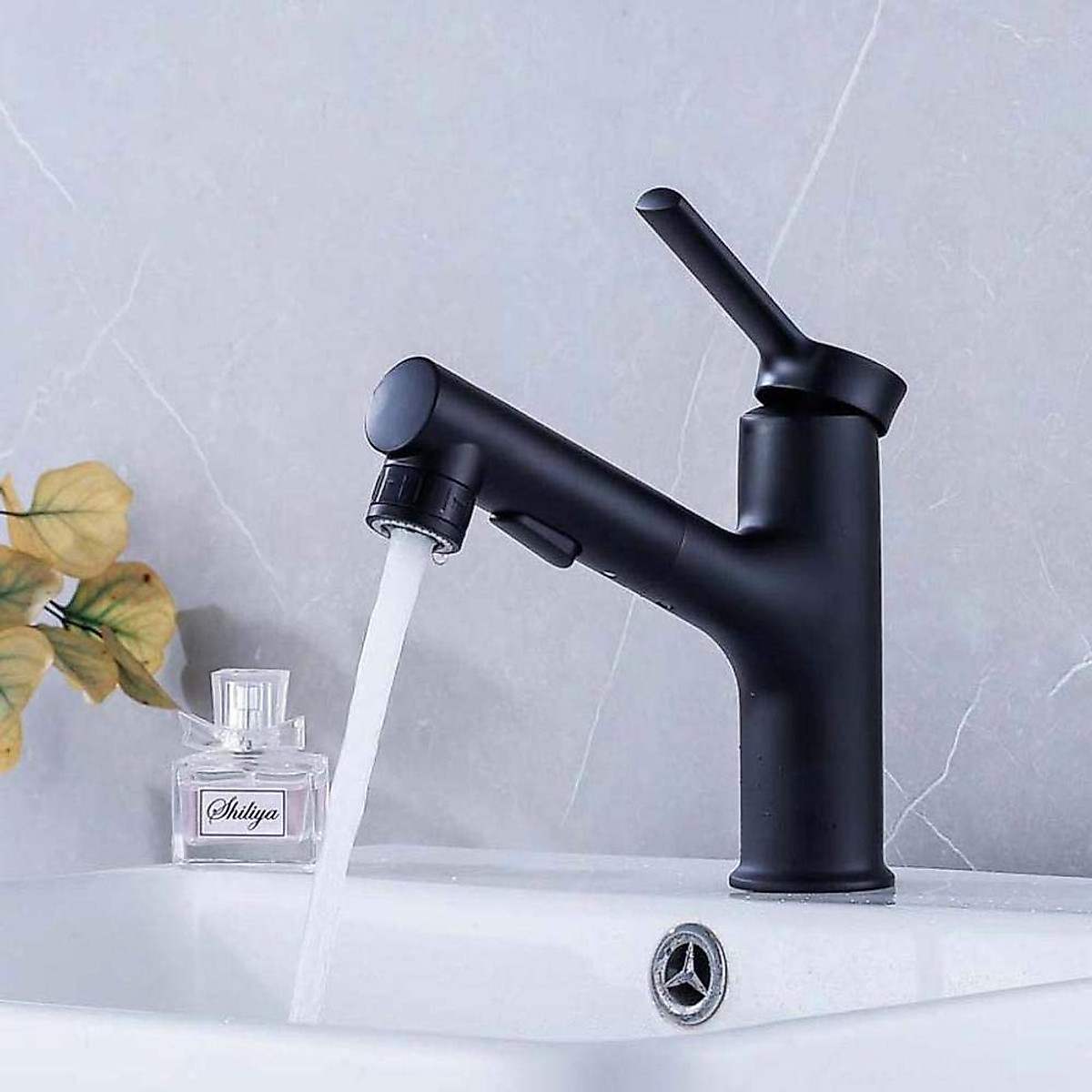 Black Bathroom Basin Taps Kitchen Sink Faucet Pull Down Sprayer Single Lever Mixer Brasss Tap for Lavatory Vanity Ashroom Bath Bathtubs Toilets
