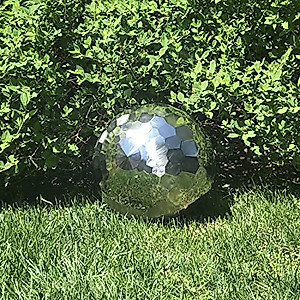 WHW Whole House Worlds Crosby Street Stainless Steel Gazing Ball for Homes and Gardens, 7.75 Inches Diameter, Faceted Mirror Surface
