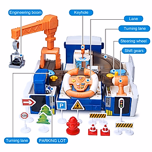 Itcaoseklu Race Track Car Adventure Bus Toys, Tranforming Bus with Sound and Light Simulation Steering Wheel,Vehicle Toy Gift for 3 4 5 6 7 8 Year Old Kids Boys Girls, Blue