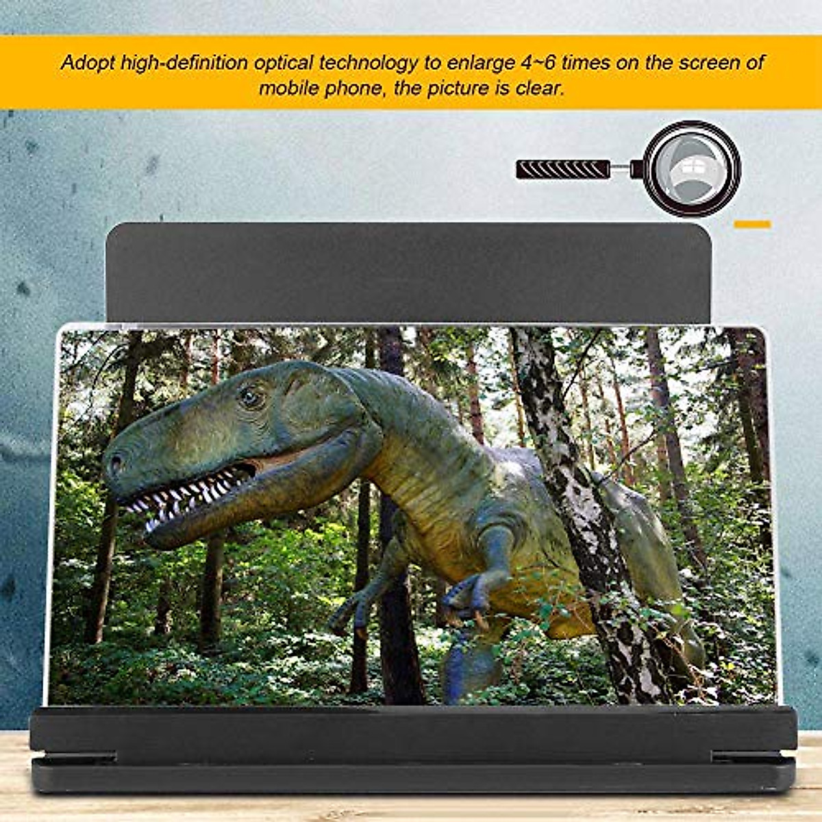 Universal Mobile Phone Screen Magnifier,Portable 12 inches 4~6 Times Zooming Folding Phone Holder Stand Bracket Optical Magnification Cellphone Magnifier for Movies,Videos