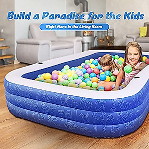 Inflatable Swimming Pool for Kids,120"x72"x22" Full-Sized Family Swim & Ball Pool for 2 3 4 5 Years Old Kids and Adults, Summer Swim Center for Garden and Backyard