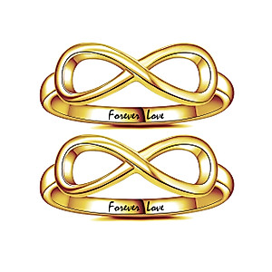 EBAT Couple Matching Ring, Best Friend Ring, 2 Women's Best Friends Promise She and Her Partner Personalized Engraving, Custom Name, Sterling Silver