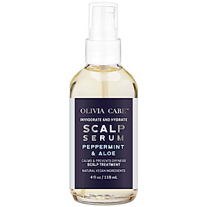 Peppermint & Aloe Hair Scalp Serum by Olivia Care - Natural & Vegan Ingredients - Invigorate, Soothe, Calm, Hydrating Scalp Treatment - Prevent Dryness - 4 FL OZ