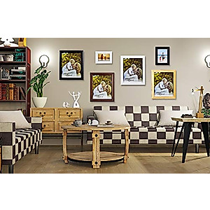 Spiretro 5 x 7 inch Country Scoop Wide Molding, Natural Solid Wood Picture Frame with Real Glass, Vertically and Horizontally Display for Desk and Wall Mounting Photo Frame, Plain Honey Brown