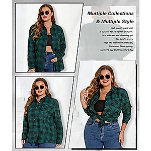 LALAGEN Plus Size Flannel Shirts for Women 2025 Oversized Boyfriend Plaid Shirt Casual Long Sleeve Button Down Tops Blouse Purple XXXL
