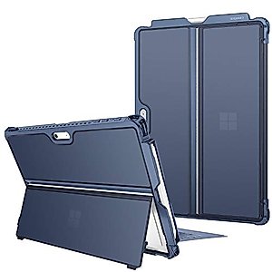 Fintie Hard Case for Microsoft Surface Pro 7 Plus, Surface Pro 7/6/5/LTE, Shockproof Folio Protective Rugged Cover Compatible with Type Cover Keyboard + Original Kickstand (Frost Blue)