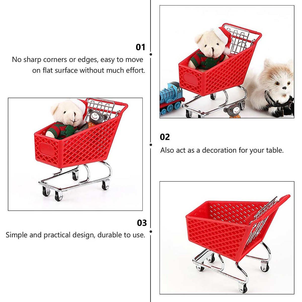 DOITOOL Miniature Grocery Cart Mini Supermarket Handcart 5.39x 5.5 in Mini Shopping Cart Shopping Utility Cart Shopping Grocery Cart Mode Storage Toy Desk Organizers Mini Shopping Cart (Random Color)