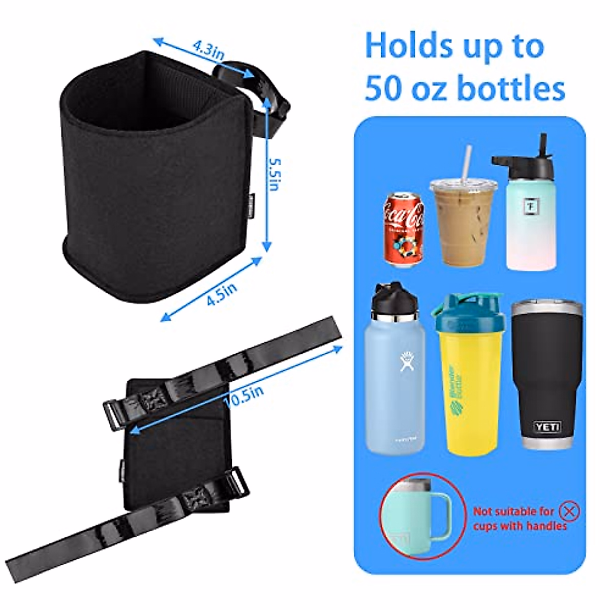 Drinking Cup Holder, Patio Curved Chaise Chair Cup Holder, Drink Holder for Swing Chair Hammock Chair Wicker Chair Egg Chair, Universal Cup & Bottle Holder for Beach Chair, Golf Cart, Wheelchair