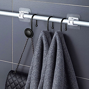 Shower Curtain Hooks Set of 12, Rust Proof Black Shower Curtain Hooks for Bathroom