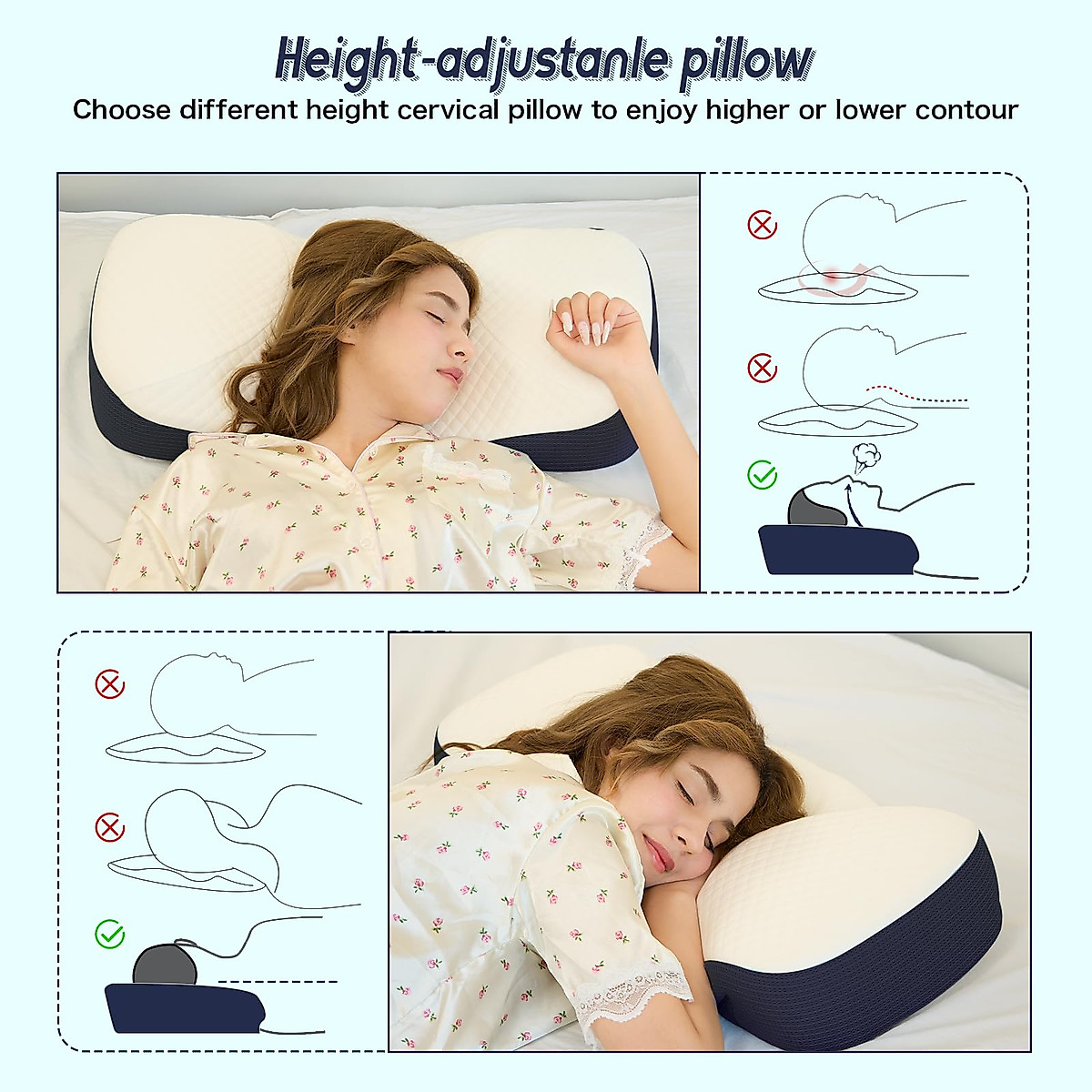 Pain Relief Cervical Pillow for Neck and Shoulder Support, Contour Memory Foam Pillows for Sleeping, Ergonomic Orthopedic Sleeping Neck Contoured Support Pillow for Side, Back and Stomach Sleepers