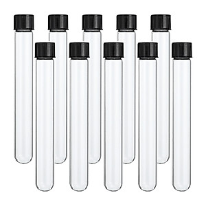 PATIKIL 30ml Test Tubes, 12pcs 5.91x0.79in Glass Clear Round Bottom Test Tube Containers with Plastic Cap for Bead Party Candy Bath Salt Storage Scientific Experiment Plant Propagation