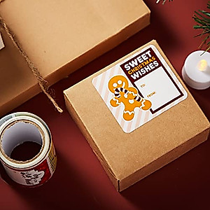 JOYIN 60 Pieces Jumbo Christmas Stickers Gift Tag Self Adhesive Labels for Christmas Holiday Present Labels Wrapping Paper Gift Box